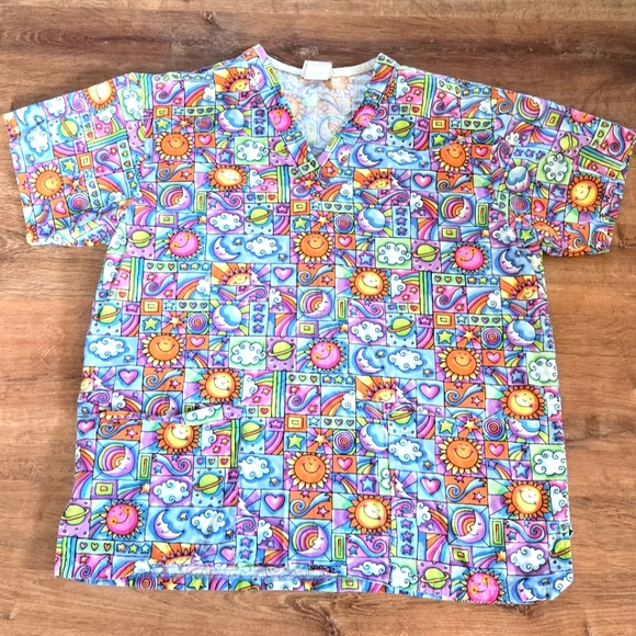 Peaches Uniforms | Tops | Peaches Uniforms Sun Moon Planet Medium Scrub ...